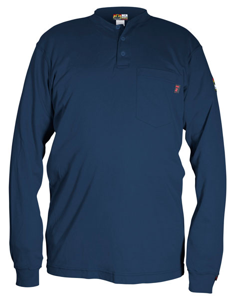 MCR H1NX3 FR Long Sleeve Henley Shirt Navy - MROSupply.com