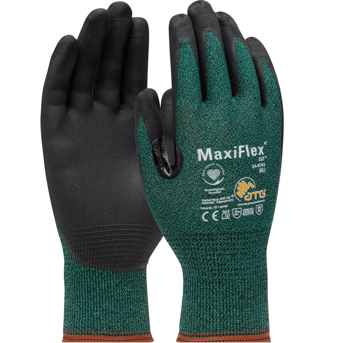 West Chester 34-874/L MaxiFlex Ultimate 15G Gray Nylon Shell Black Nitrile MicroFoam Grip ...