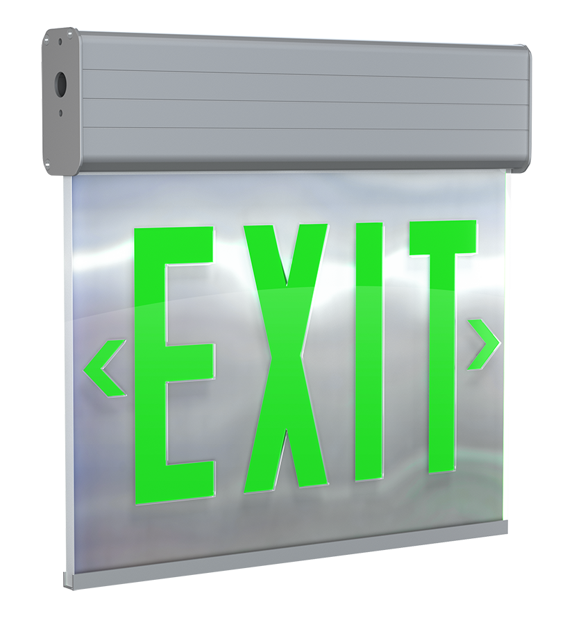 RAB EXITEDGE-GMP EDGE-LIT EXIT SIGN UNV FACES GREEN LETTERS MIRROR ...