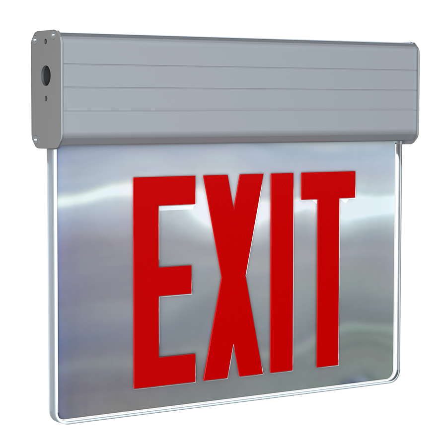 RAB EXITEDGE-MP/E EDGE-LIT EXIT SIGN UNV FACES RED LETTERS MIRROR PANEL ...