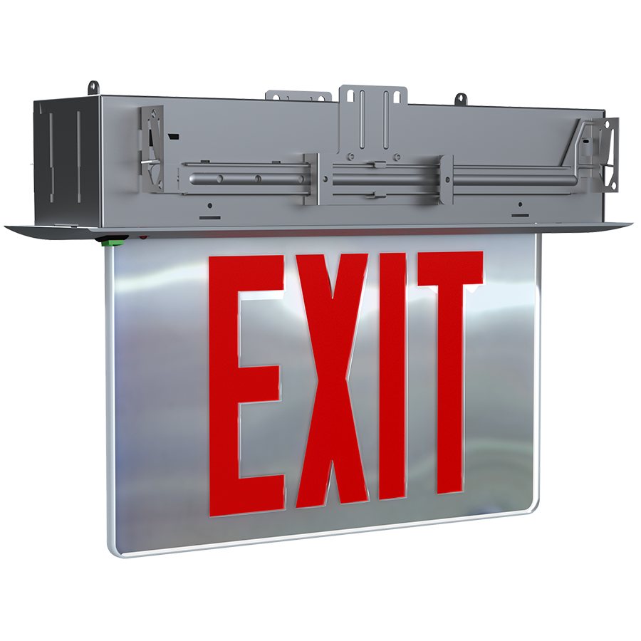 RAB EXITEDGE-RE-MPNY RECESSED EDGE-LIT EXIT SIGN 1-FACE NO ARROWS RED ...